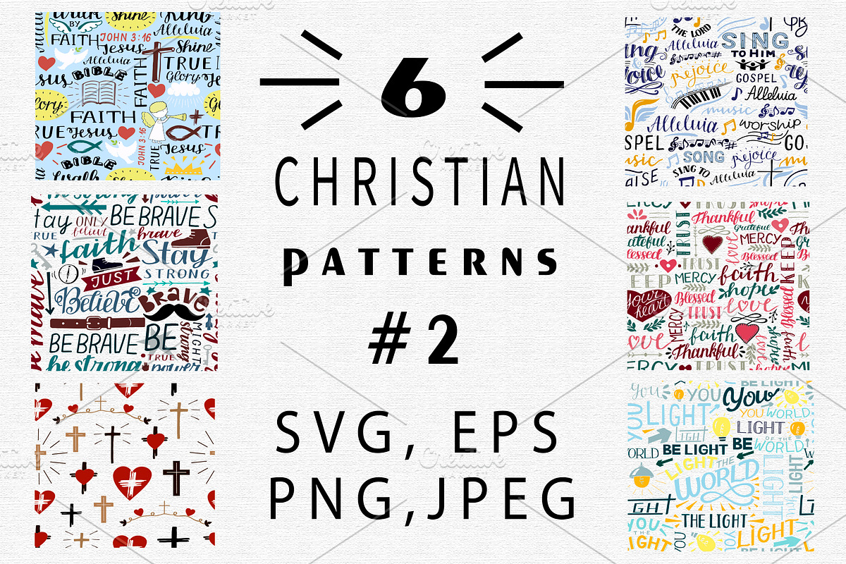 6 CHRISTIAN PATTERNS #2, a Pattern Graphic by Ola-la-la