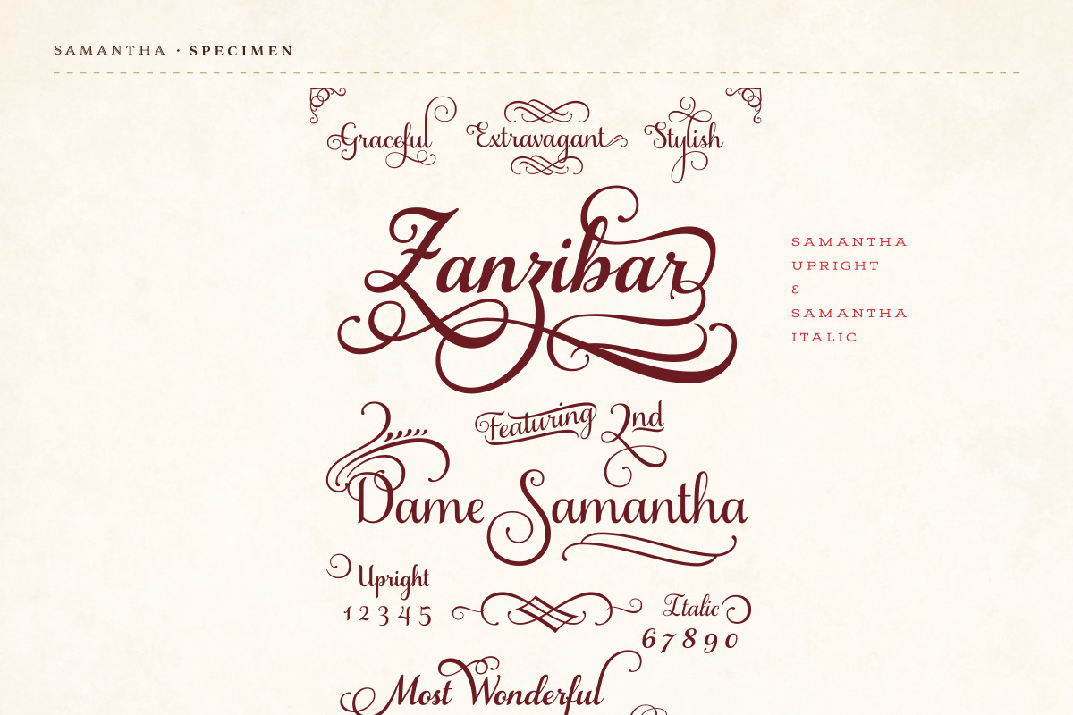 Samantha Upright Pro, a Script Font by Laura Worthington