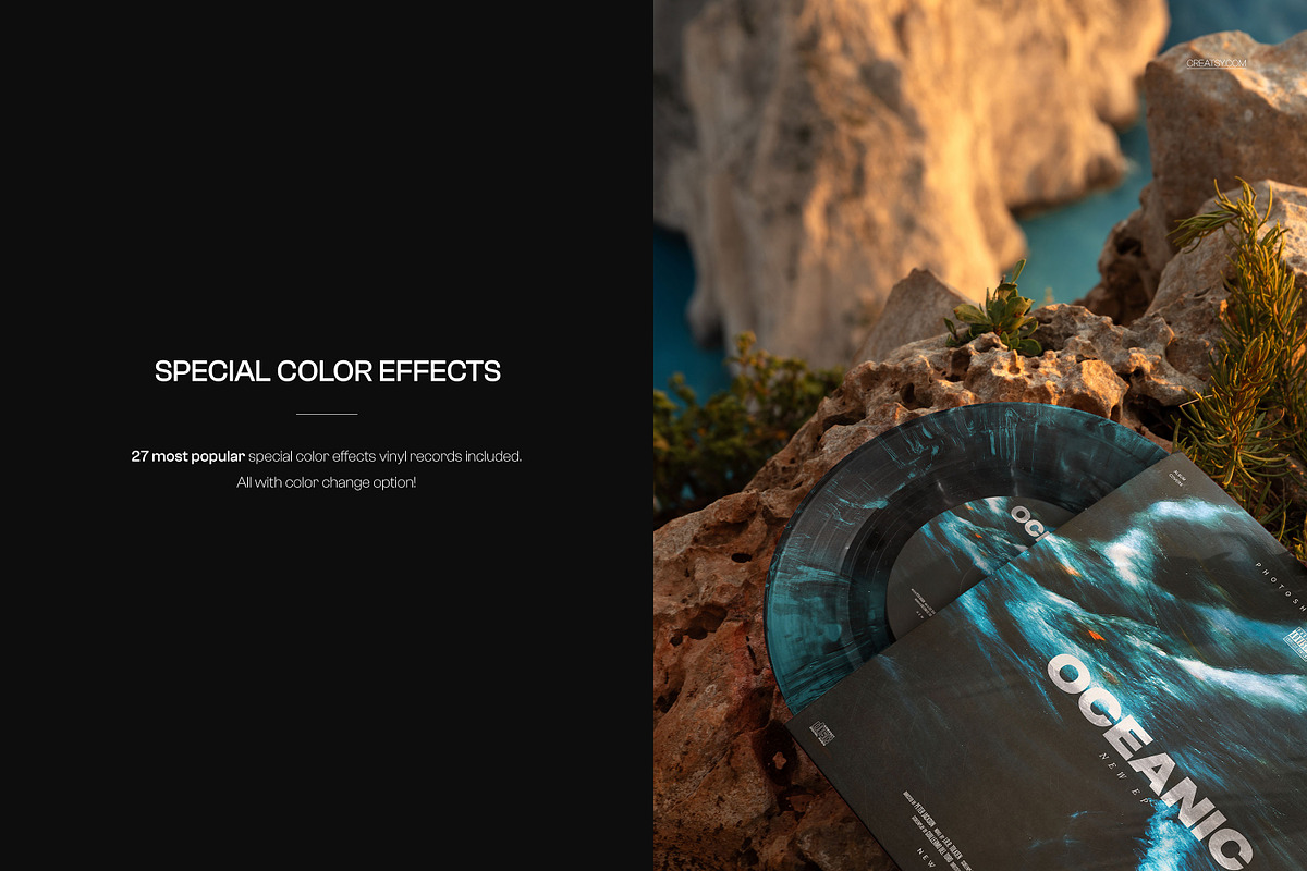 7 in Translucent Vinyl Record Mockup, a Merchandise Mockup by creatsy5