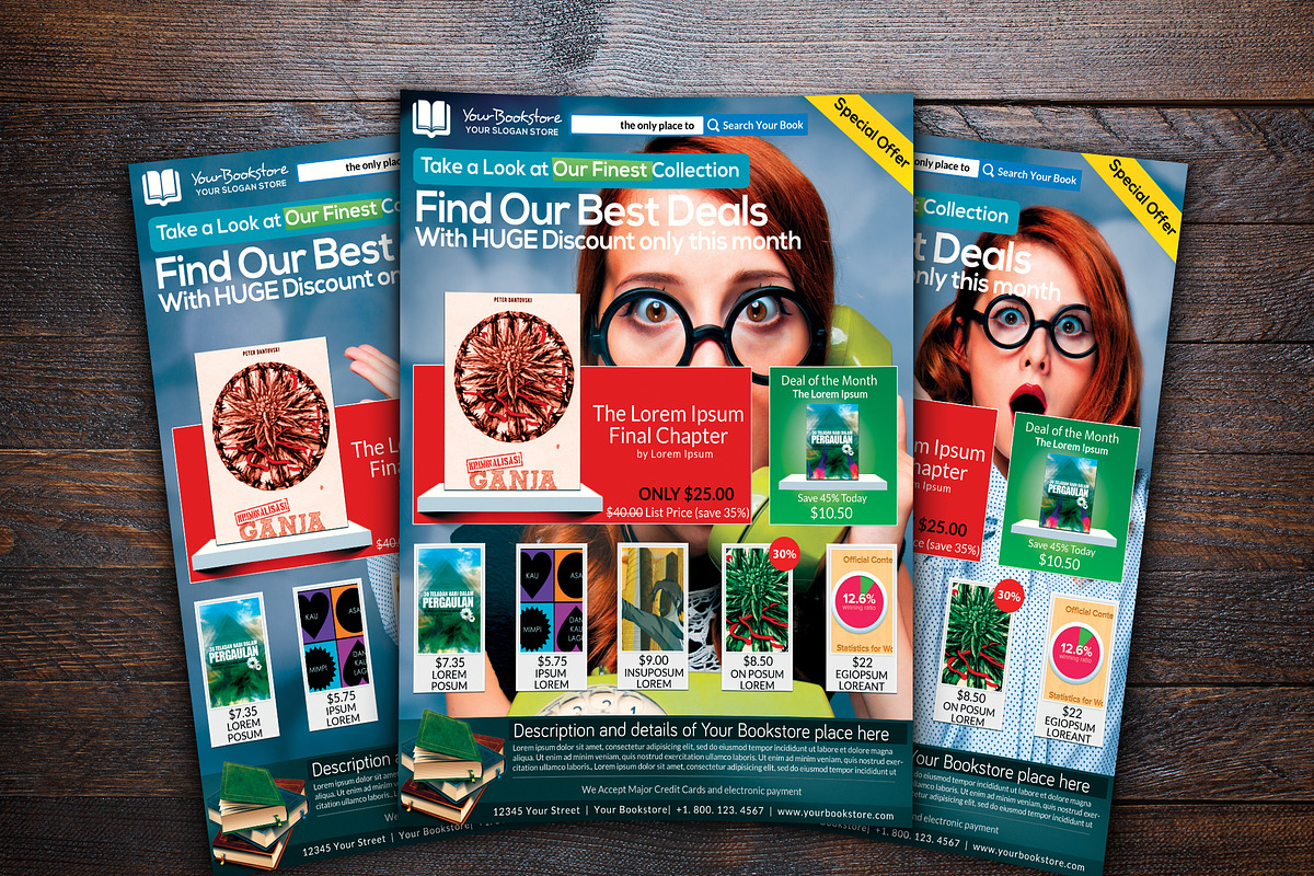 Bookstore Promotion Flyer, a Flyer Template by Design Addict