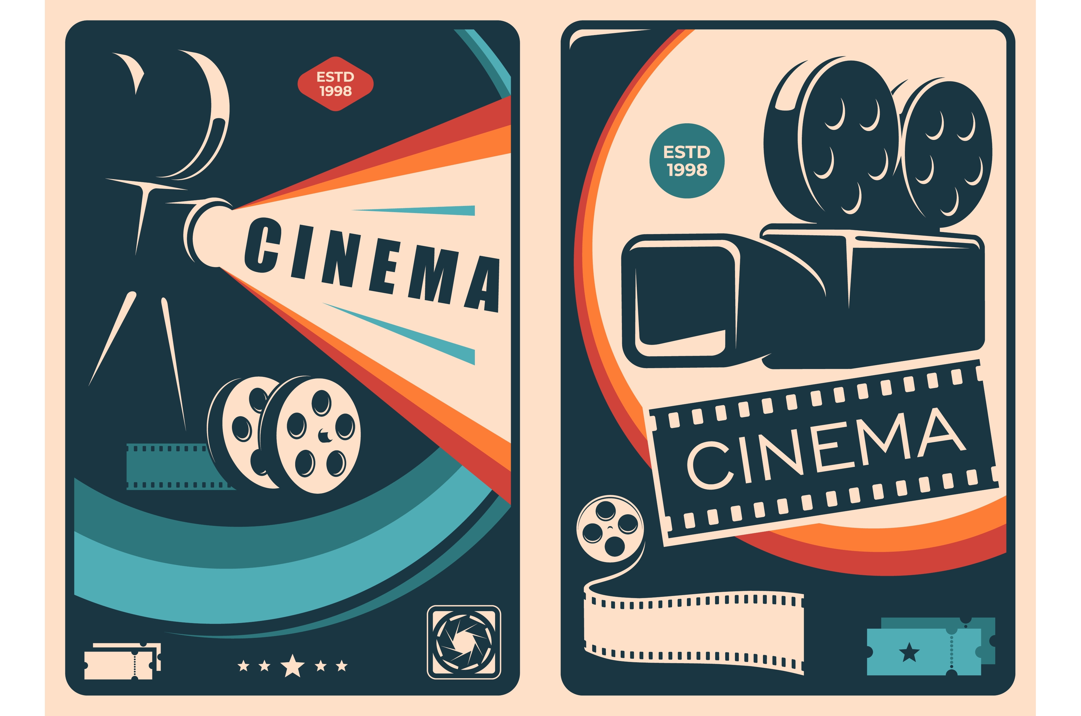 Retro movie cinema posters, an Object Illustration by Vector Tradition