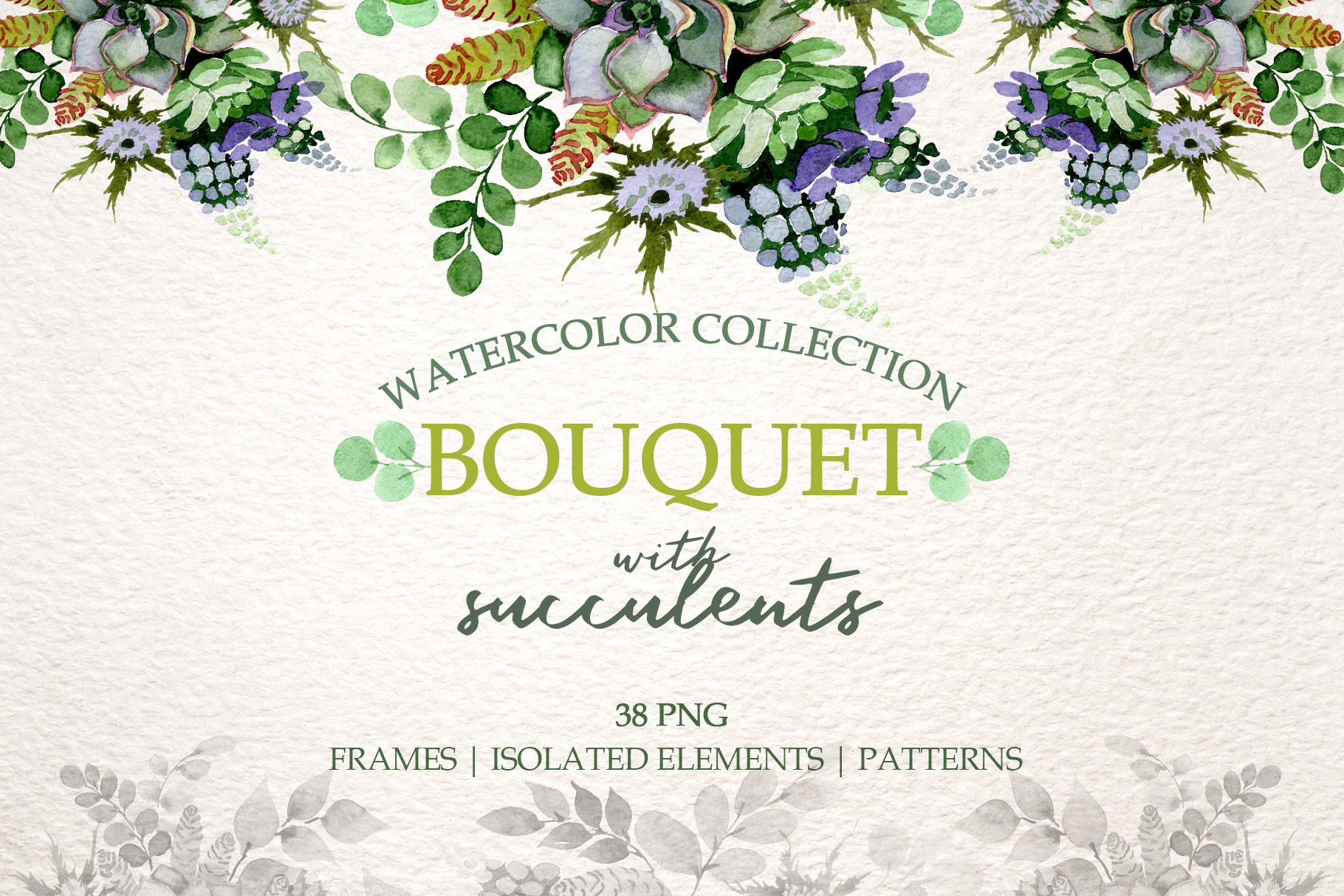 Bouquet with succulents Watercolor | Illustrations ~ Creative Market