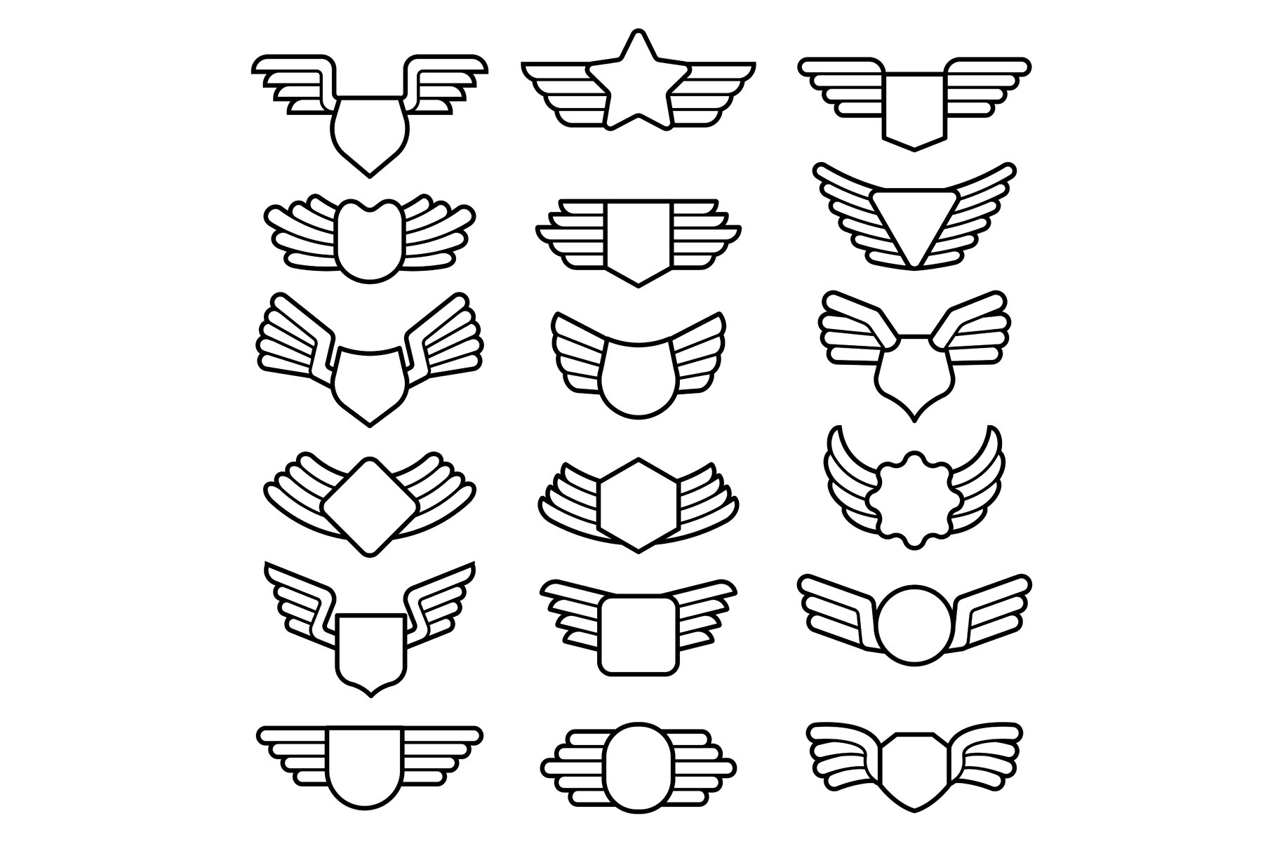 Wings shields. Air army emblems or | Background Graphics ~ Creative Market
