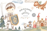 Dragons and knights clipart