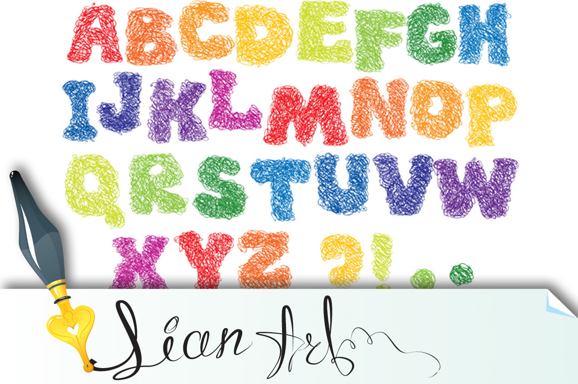 Vector Sketch Alphabet, a Texture Illustration by Lian-art