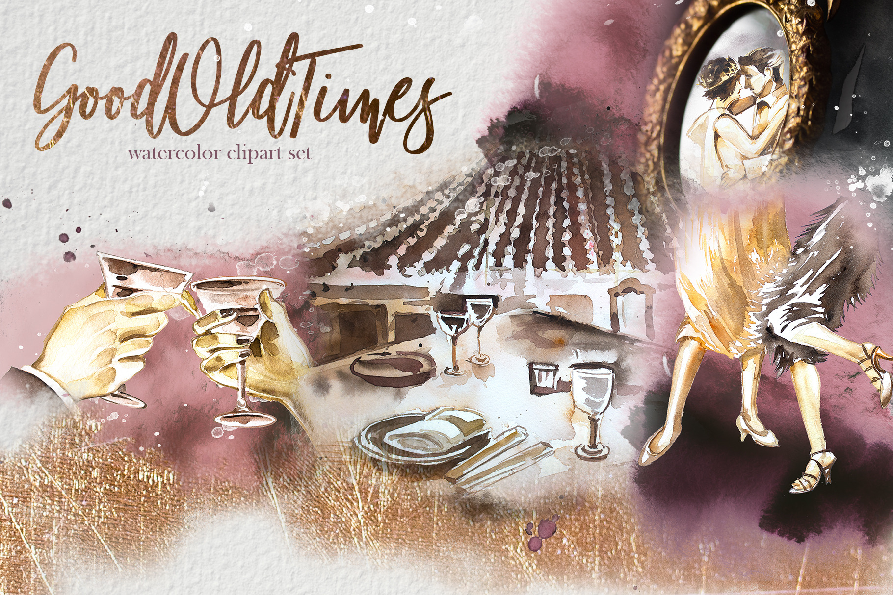 Watercolor Good Old Times Clipart, a Person Illustration by ...