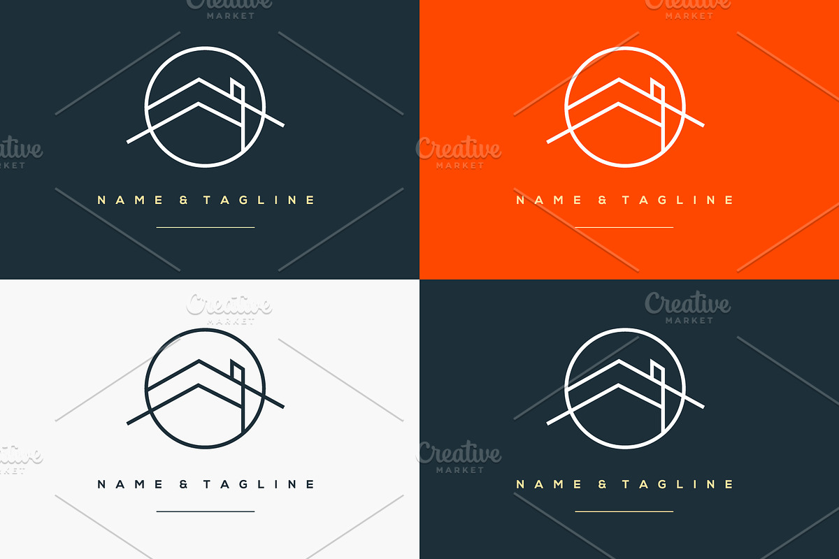 Line art icon logo of a house/home, a Branding & Logo Template by idesign_4u