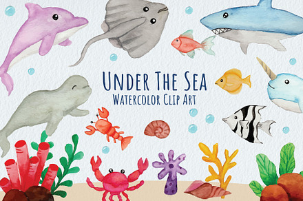 Under The Sea Watercolor Collection, an Animal Illustration by Urufa Art