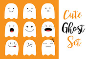 Halloween. Ghost emoji icon set. | Illustrations ~ Creative Market