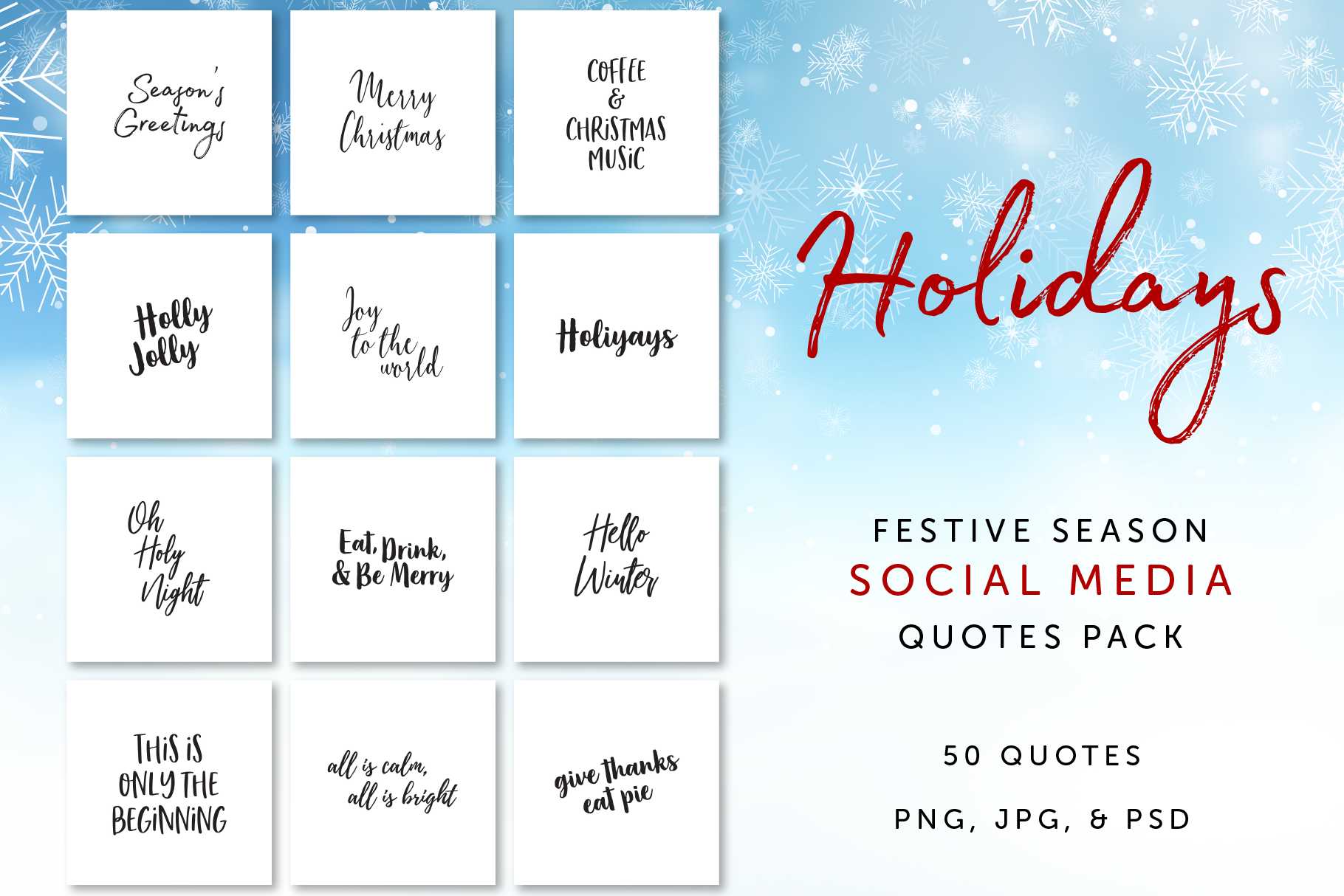 Holidays Social Media Quotes Pack, a Social Media Template by Bold Leap ...