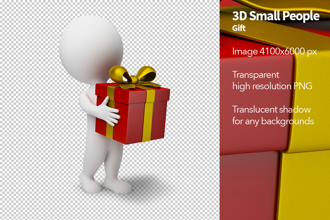 3D Small People - Gift, a Person Illustration by Anatoly Maslennikov