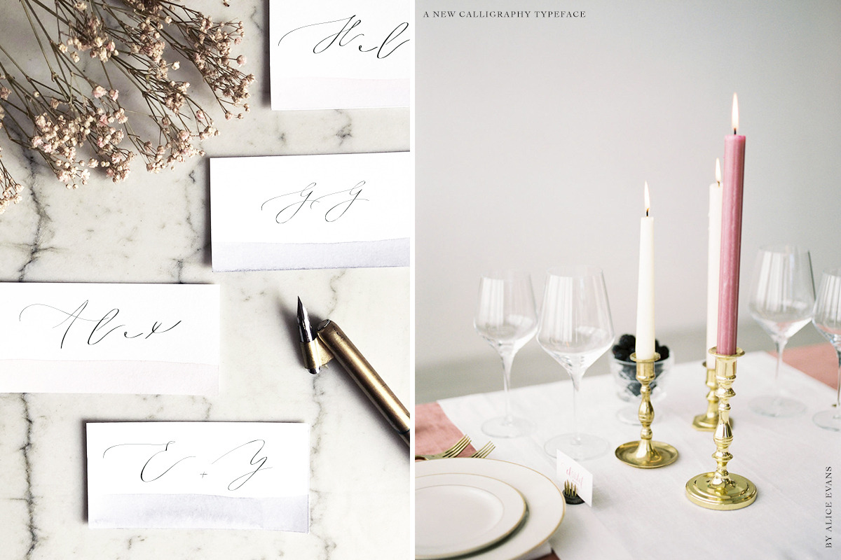 Aileen Miln Calligraphy typeface, a Script Font by Alice_Evans