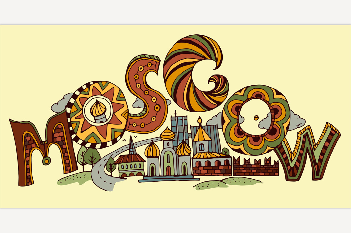 Handdrawn Moscow Lettering, a Decorative Illustration by Anna's Shop