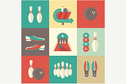 Flat Bowling icons, a Graphic by vectorprro