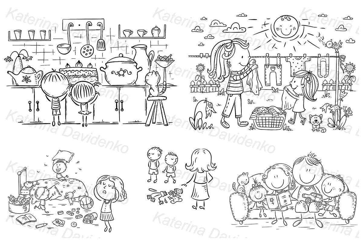 Family clipart set life scene bundle, a Healthcare Illustration by ...