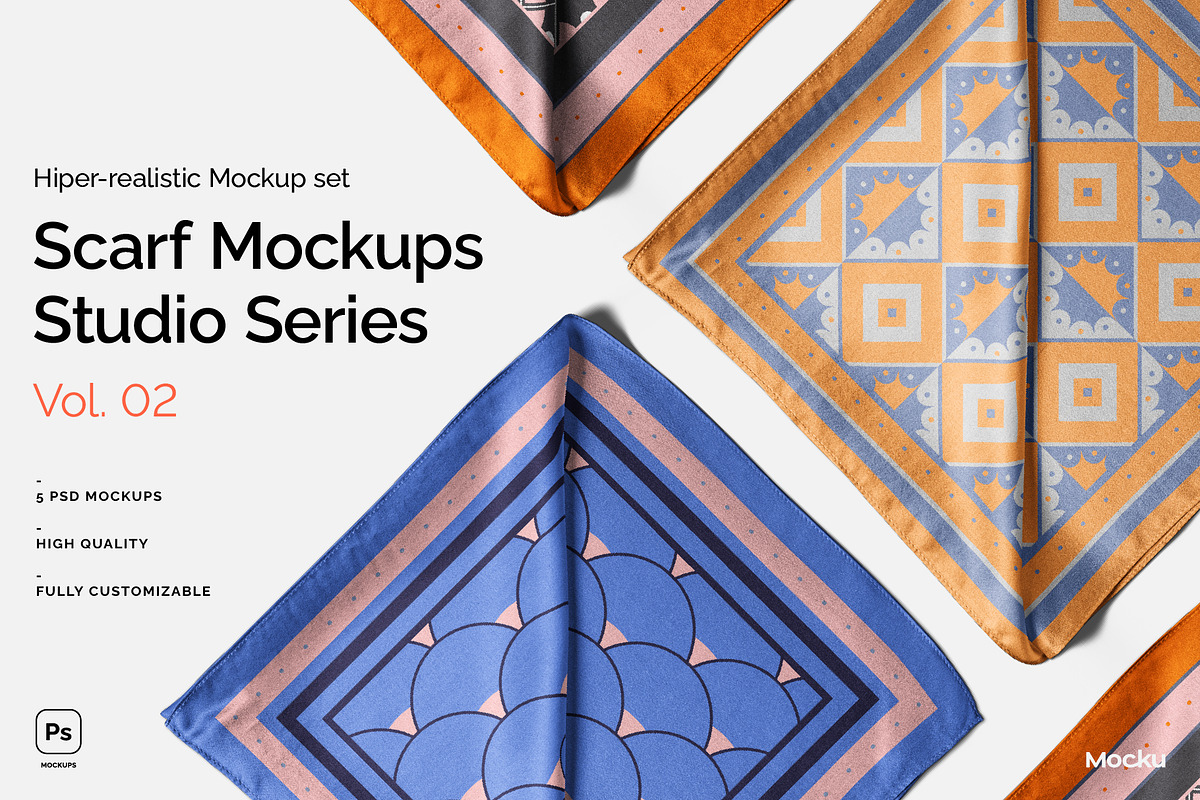 Silk Scarf Mockup - Studio series 02, an Apparel Mockup by Mocku