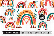 Boho Rainbow Cut Files, Clipart, an Object Graphic by ClipartMuchLove