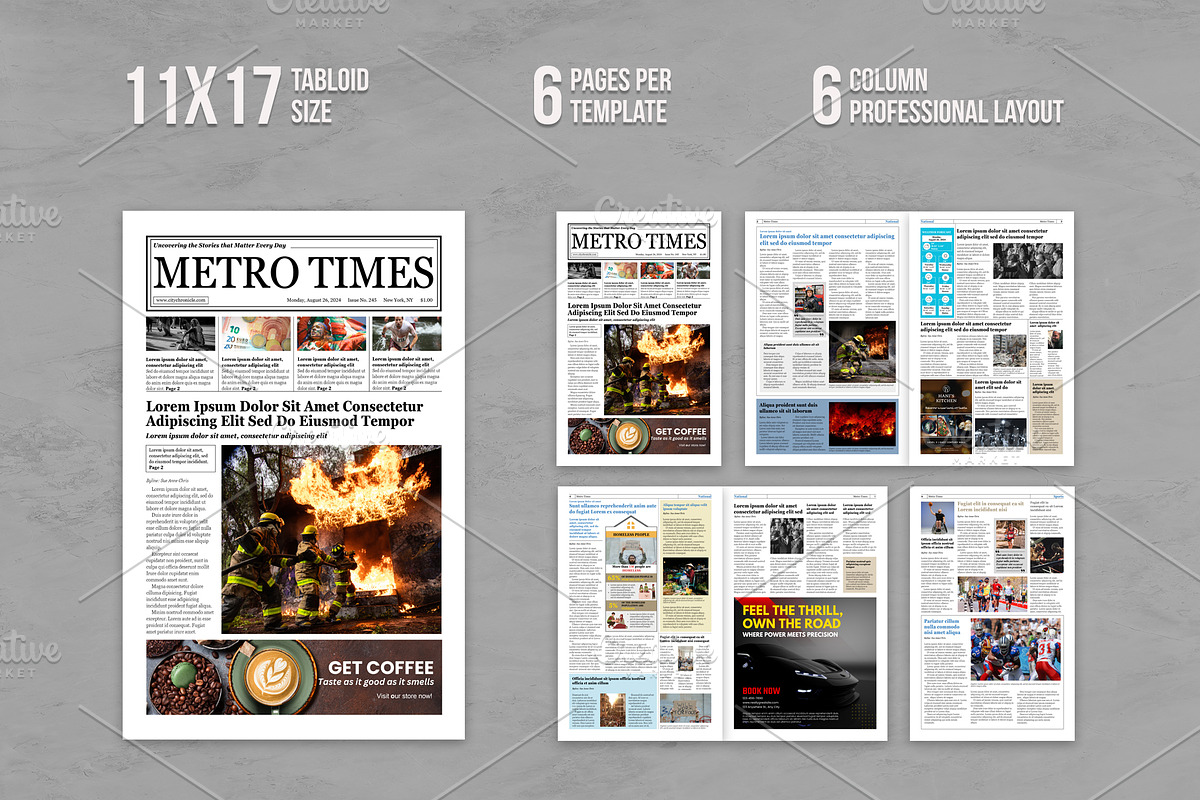 Tabloid Newspaper Template Bundle