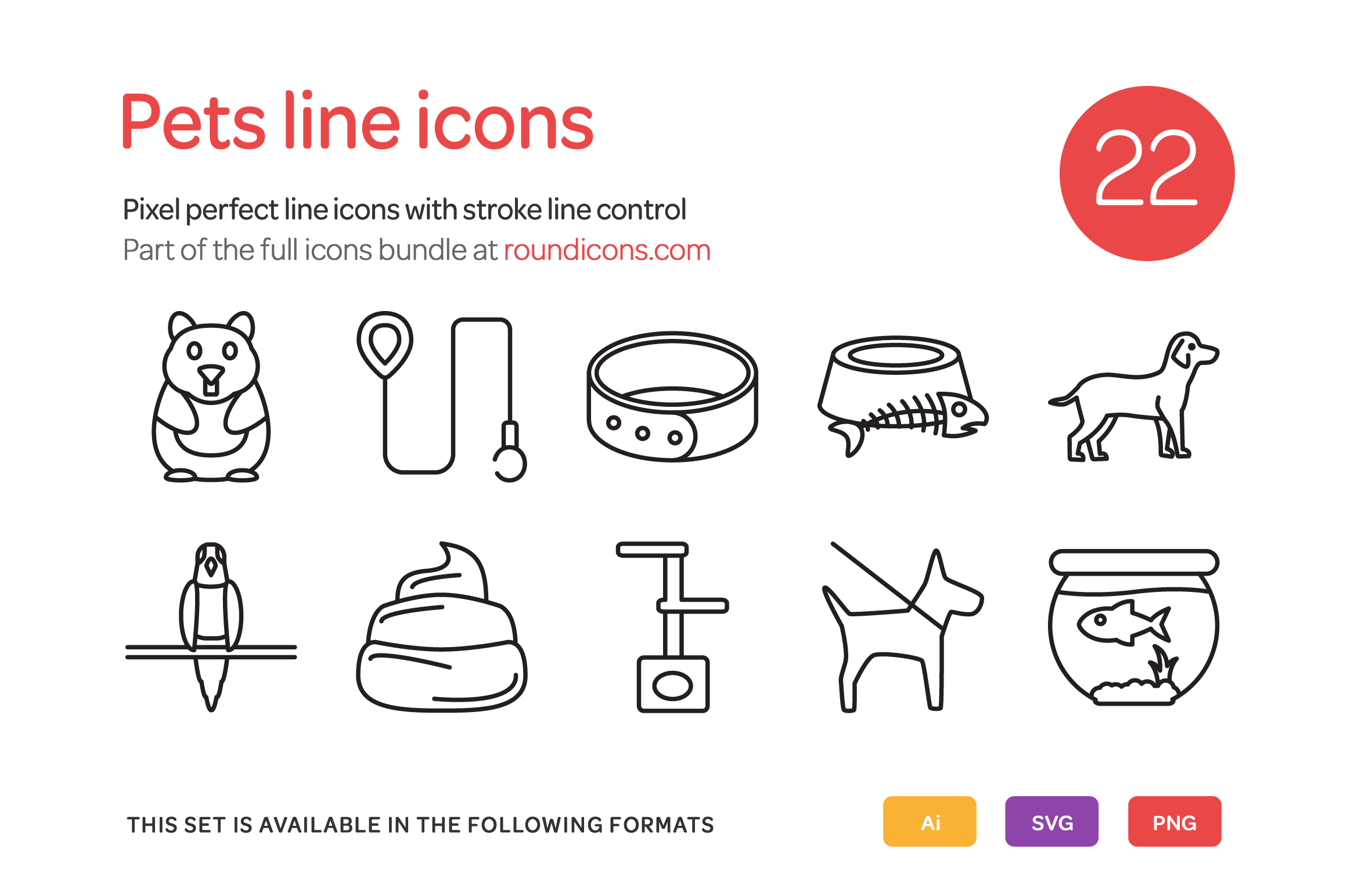 Pets Line Icons Set, an Icon by Vectopus.com