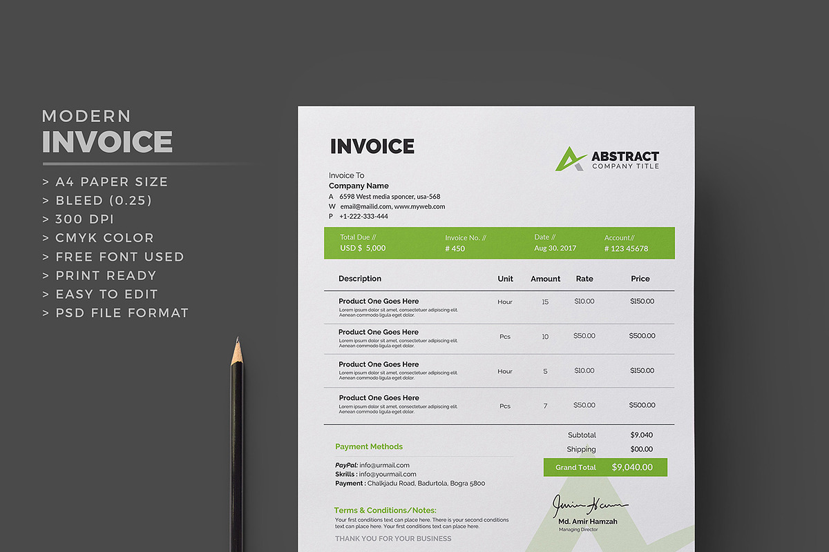 Invoice, a Stationery Template by GenerousArt