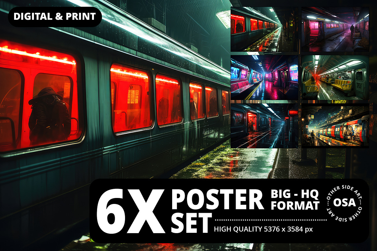 Cyberpunk Neon Metro Illustration, a Background Graphic by Other Side Art