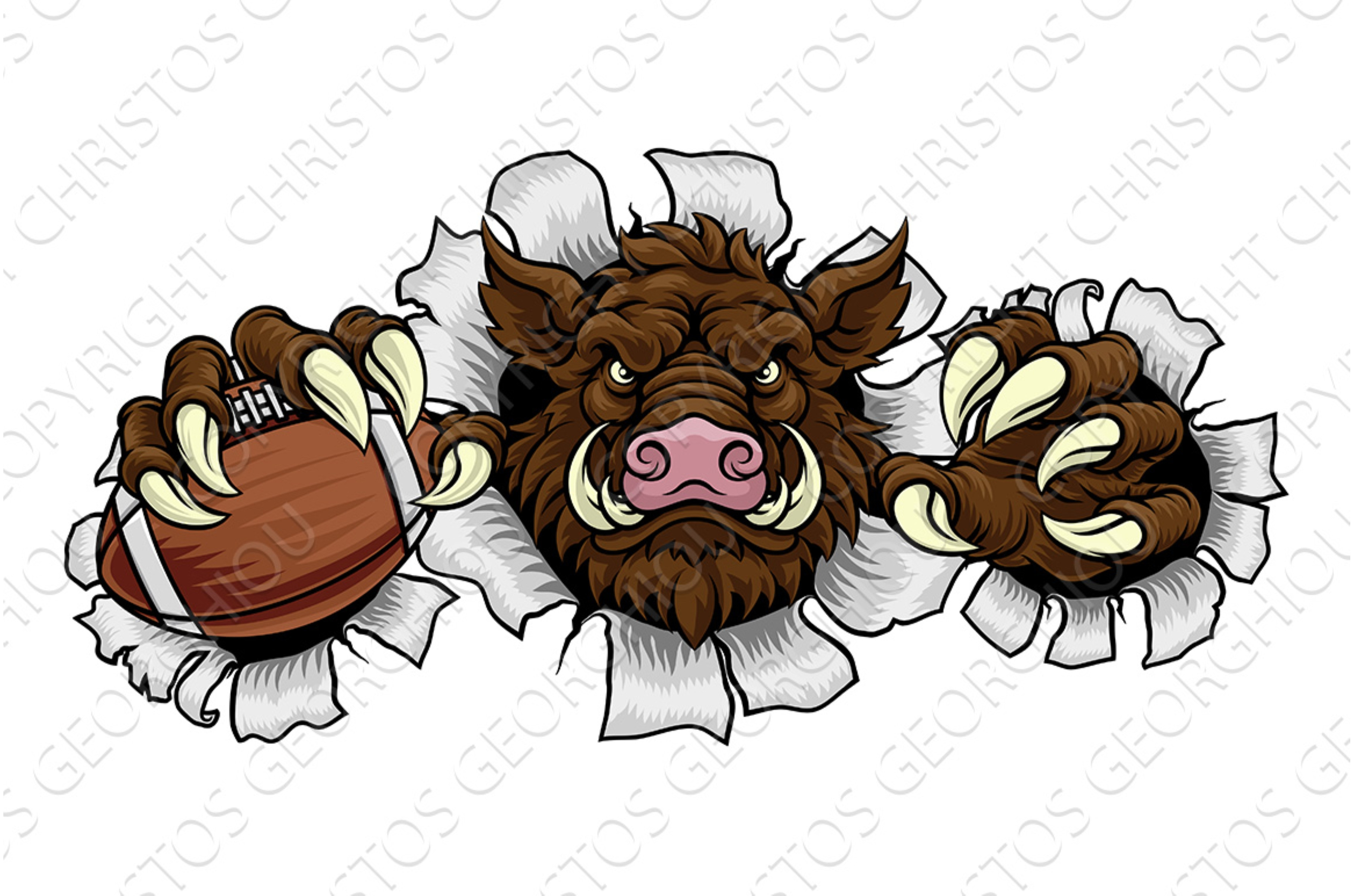 Boar Wild Hog Razorback Warthog, a Sport Illustration by Christos Georghiou