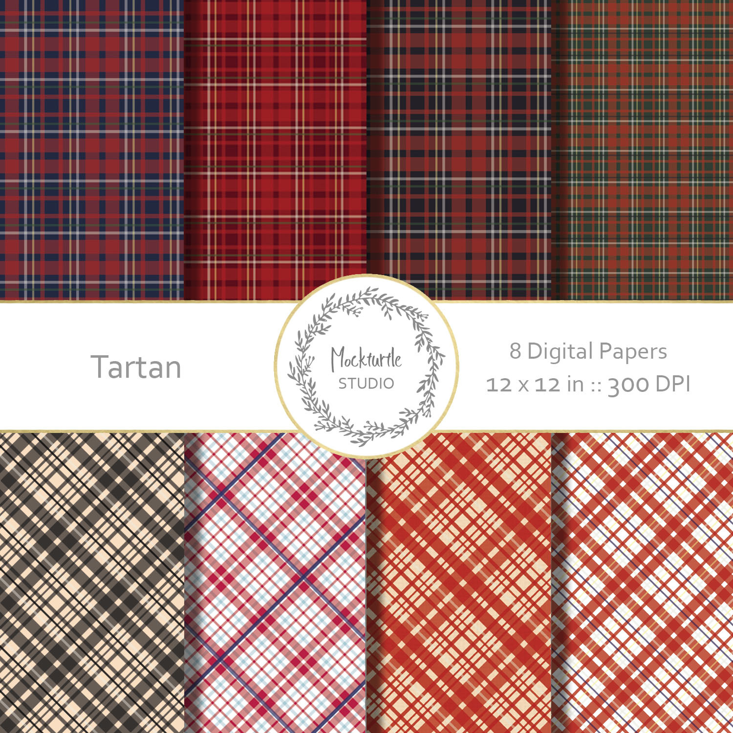 Tartan Plaid digital paper, a Pattern Graphic by MockTurtleStudio