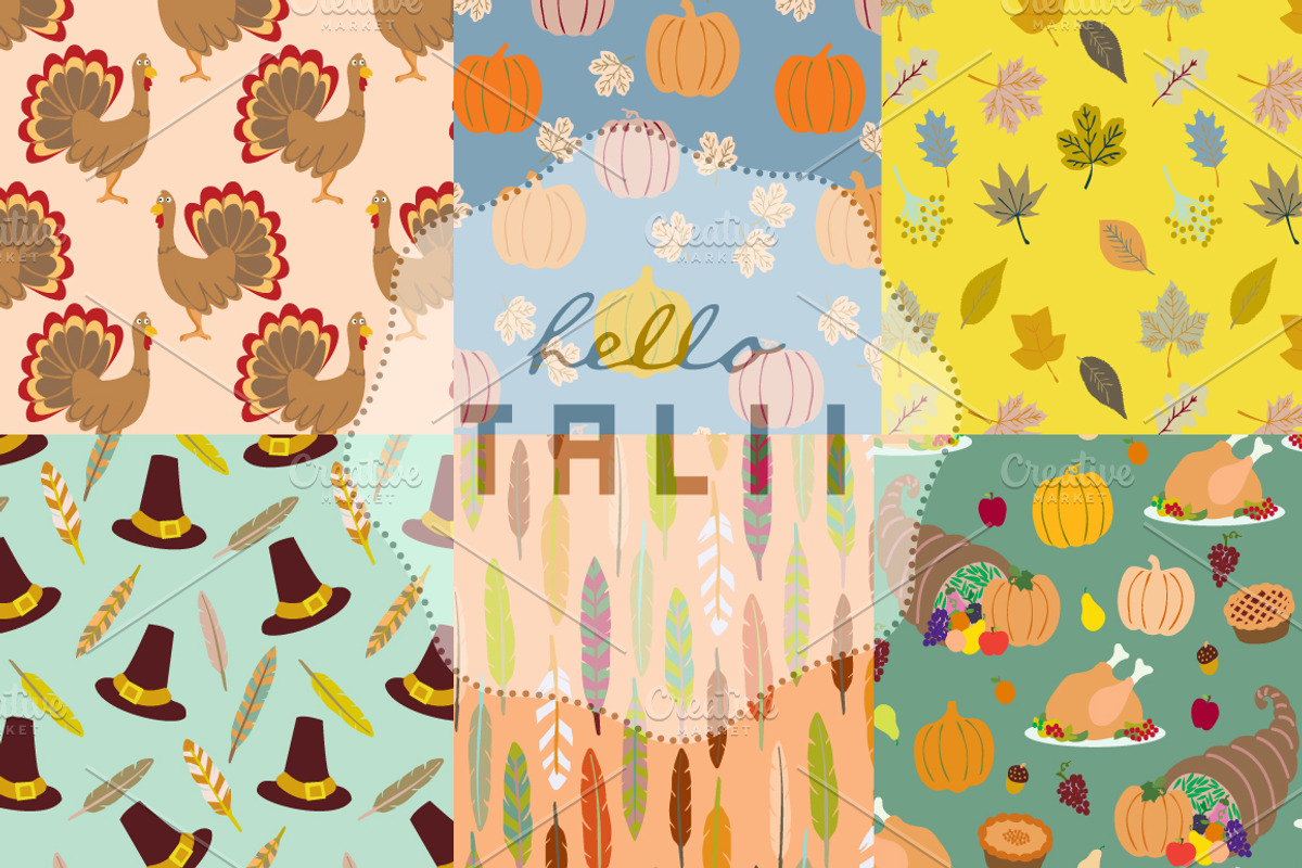 Thanksgiving Digital Paper, a Pattern Graphic by Hello Talii