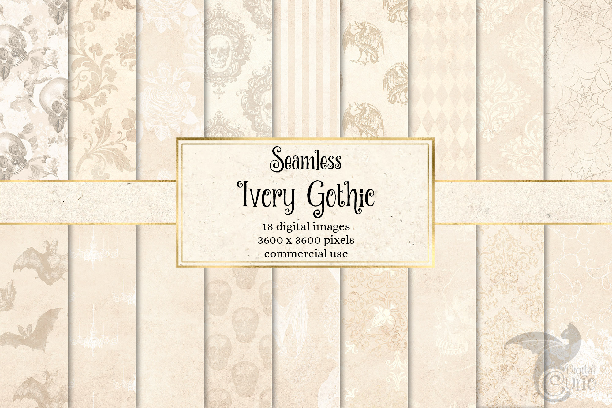 Ivory Gothic Digital Paper, a Texture Graphic by Digital Curio