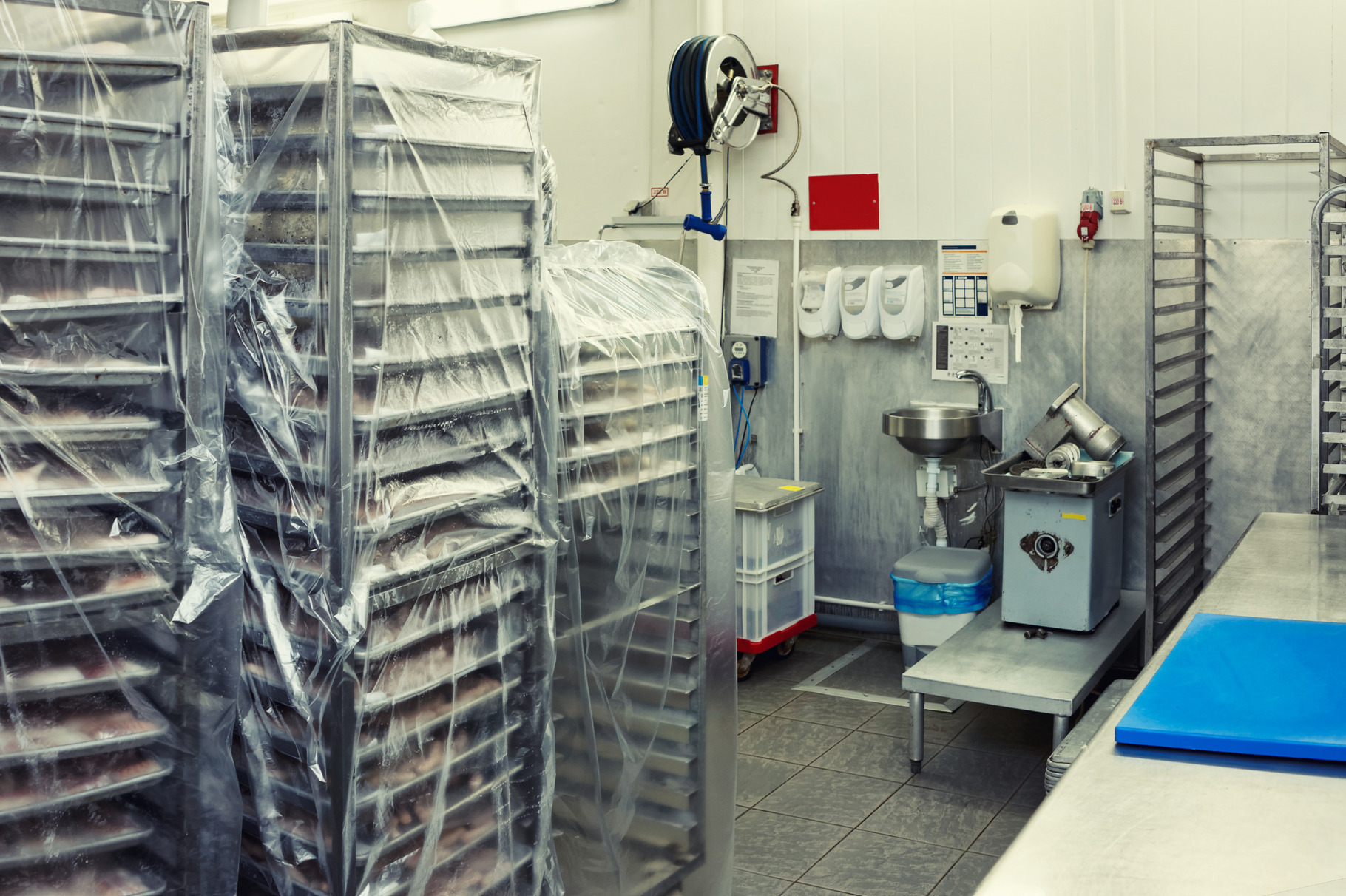 Food processing plant storage room featuring catering, storage, and ...