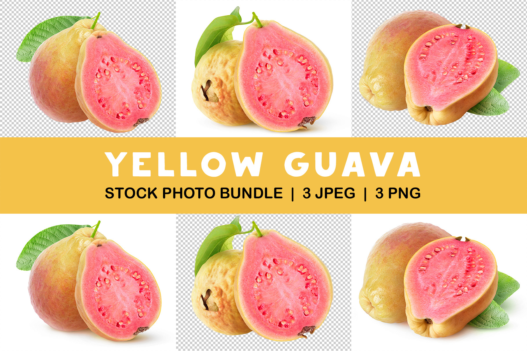 Yellow guava with pink flesh, an Object Graphic by Fruits+Veggies