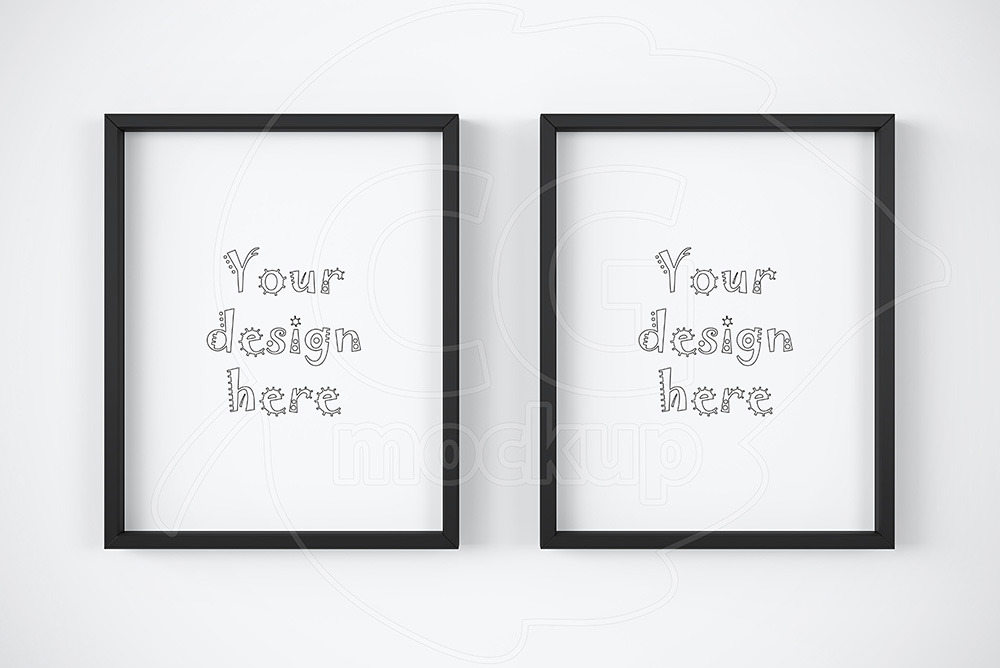 Set of 2 basic black frame mockup, a Print Template by CGmockup