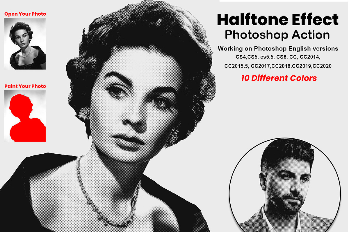 Halftone Effect Photoshop Action, an Action Add-On by Studio Retouch