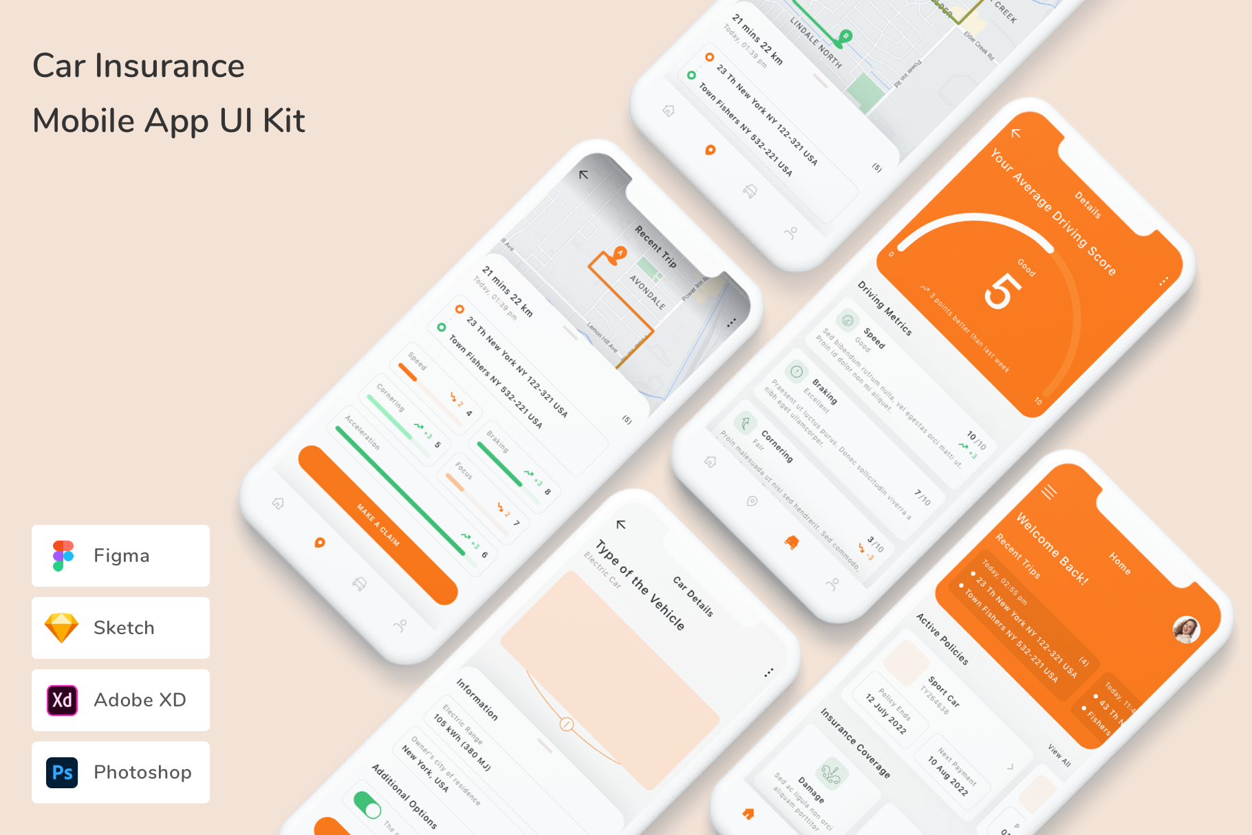 Car Insurance Mobile App UI Kit, an UI Kit Template by Betush