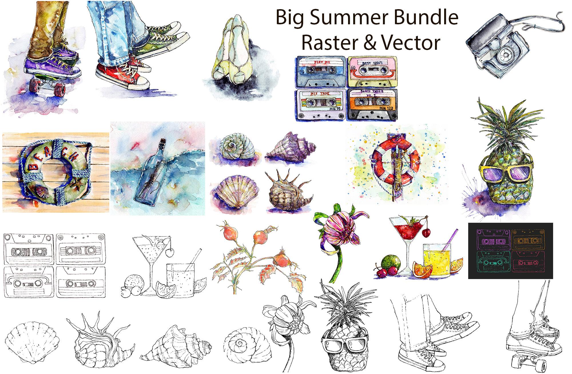 Big Summer Bundle (Raster & Vector), an Animal Illustration by ...