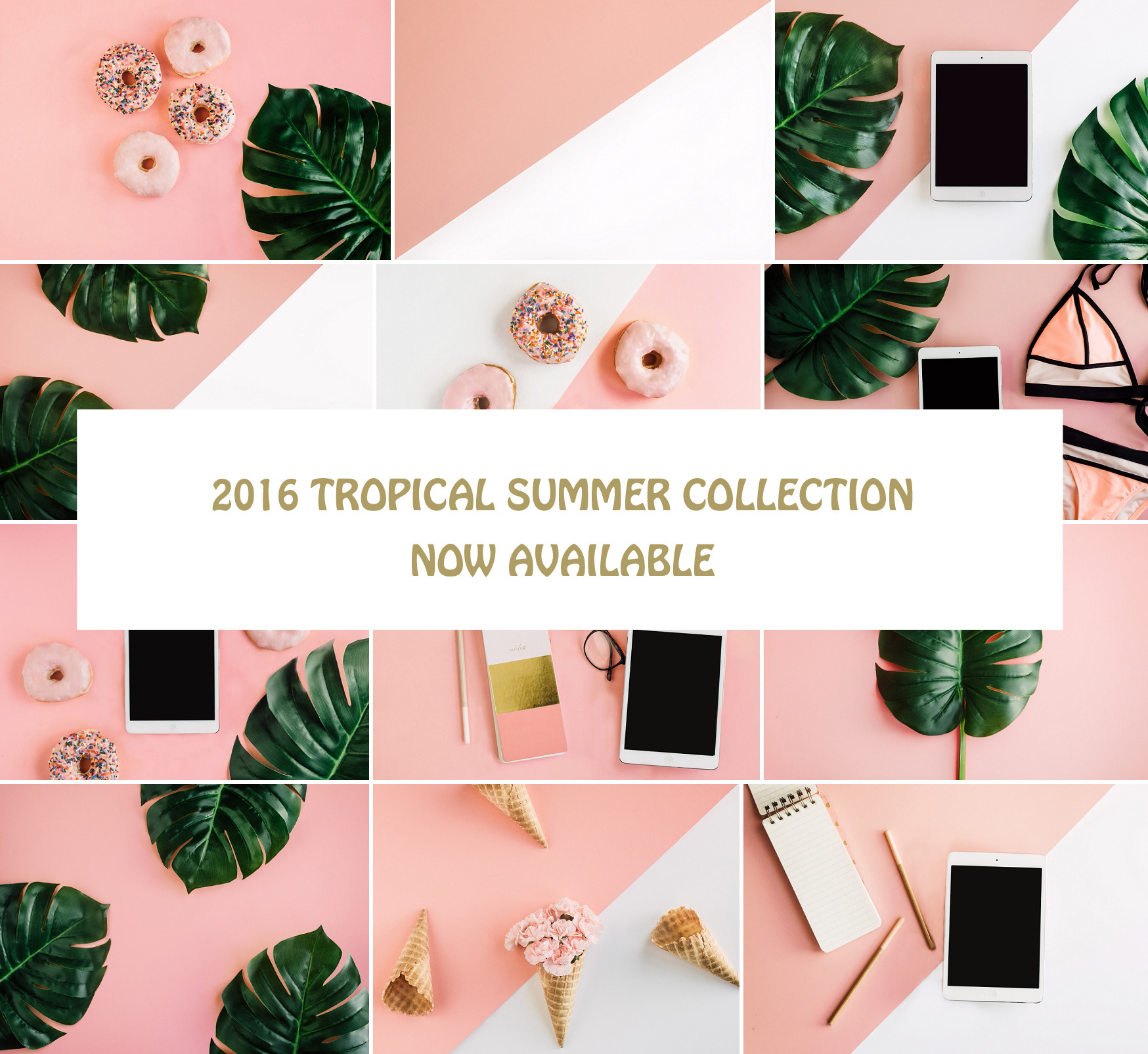 TROPICAL SUMMER COLLECTION 12 IMAGES, a Product Mockup by Bloom and ...