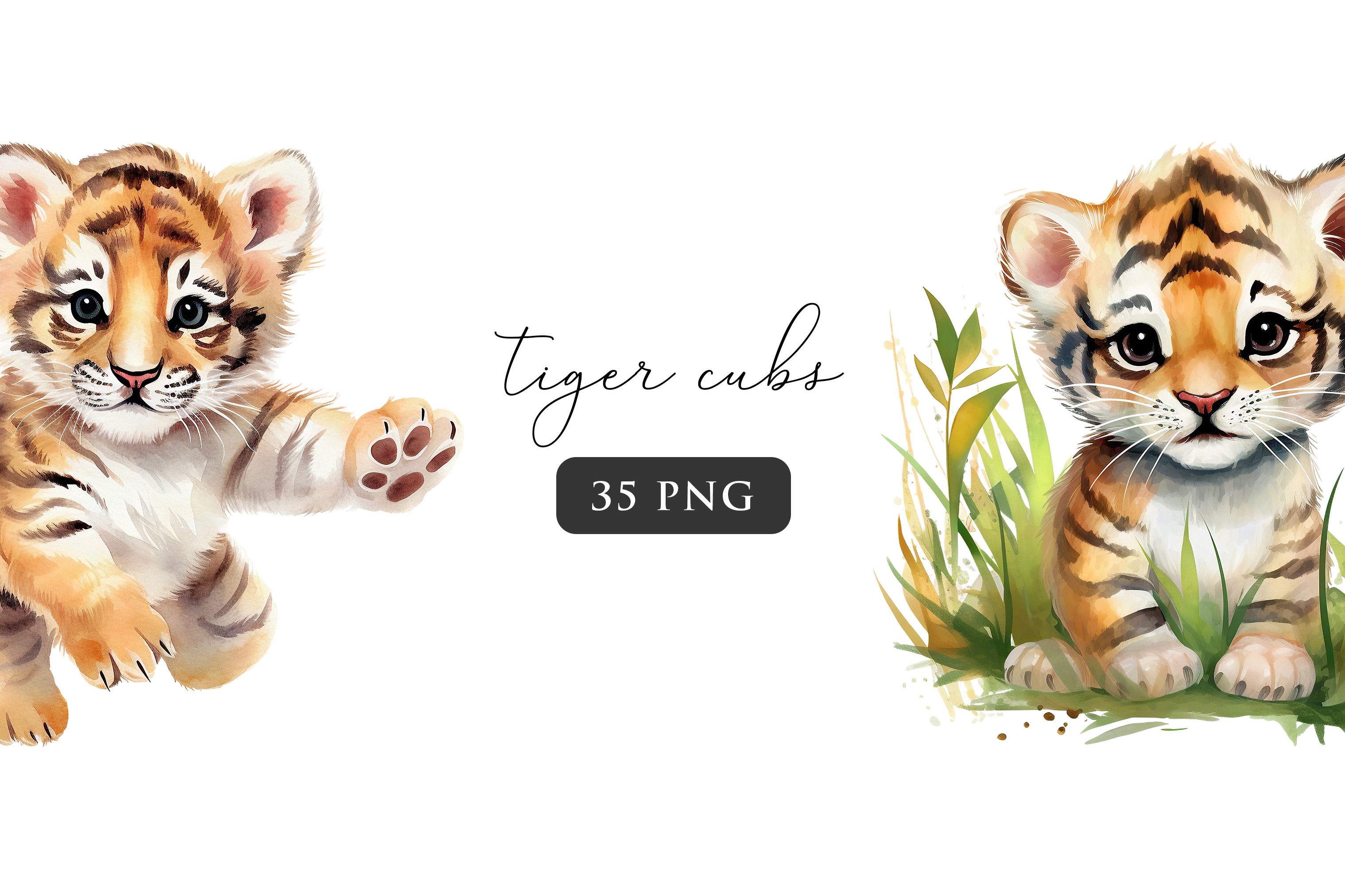 Watercolor Tiger Clipart Bundle, an Animal Illustration by PaintPixelCo