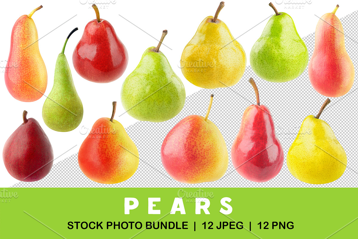 12 pears of different colors, an Object Graphic by Fruits+Veggies