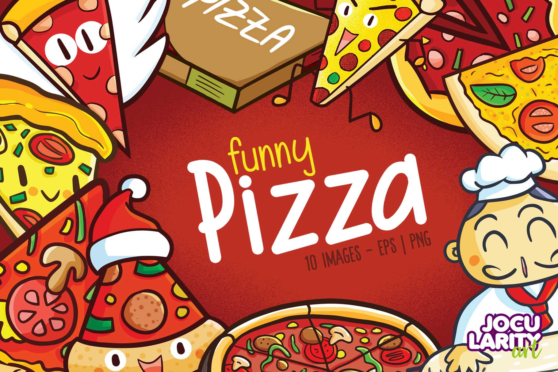 Funny Pizza Cartoon Illustration, a Food Illustration by Jocularity Art