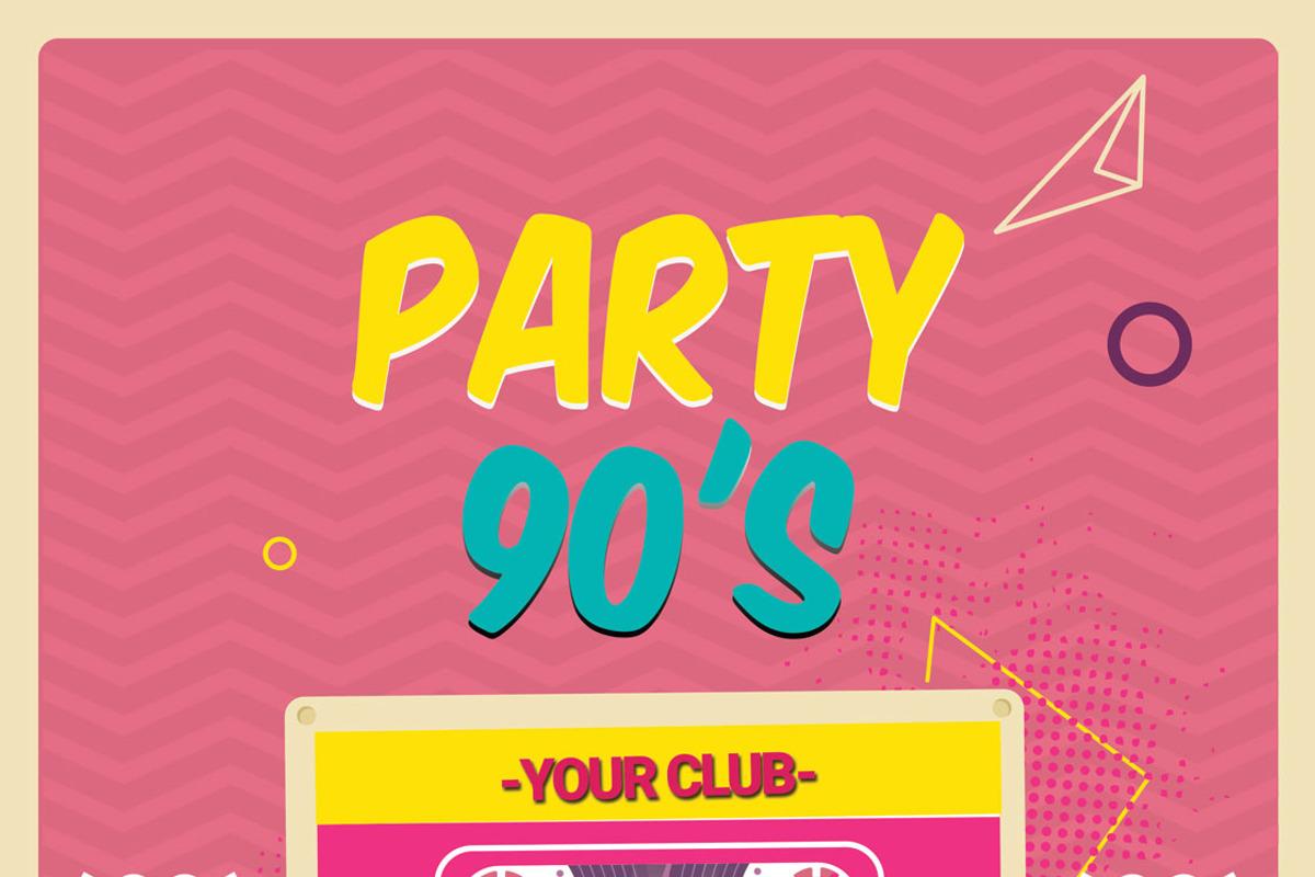 Back To The 90s Disco 90s Poster, a Flyer Template by Artolus
