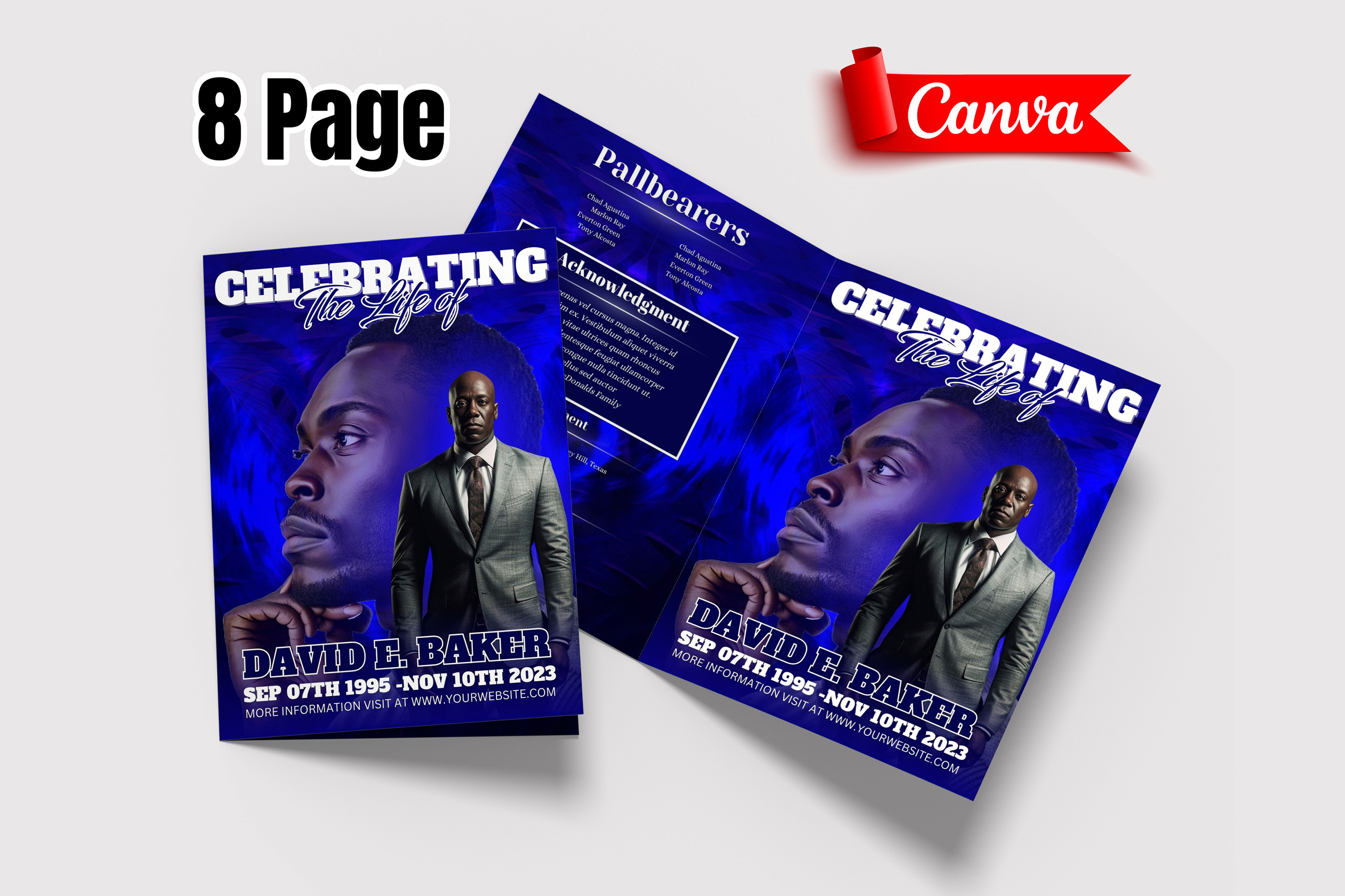 Royal Blue funeral program template, a Templates & Theme by iloveTemplate