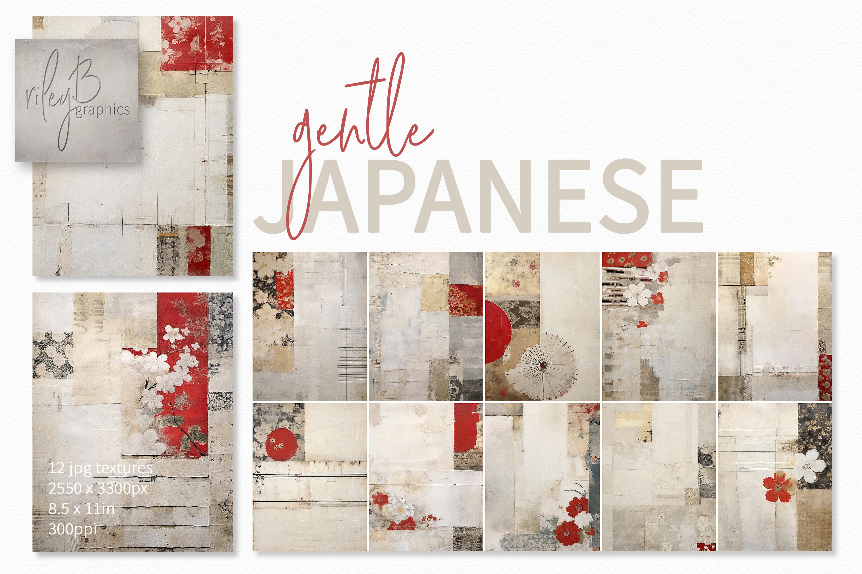 Gentle Japanese Collage Paintings