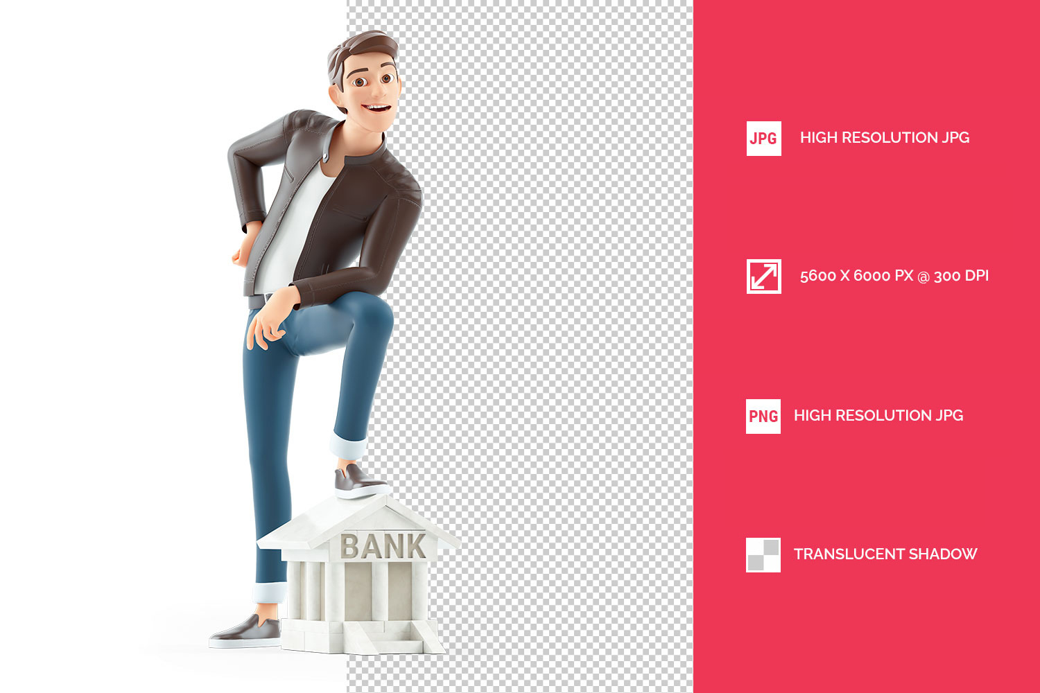 3D Cartoon Man Foot on Bank Building, a Finance Illustration by 3DMask
