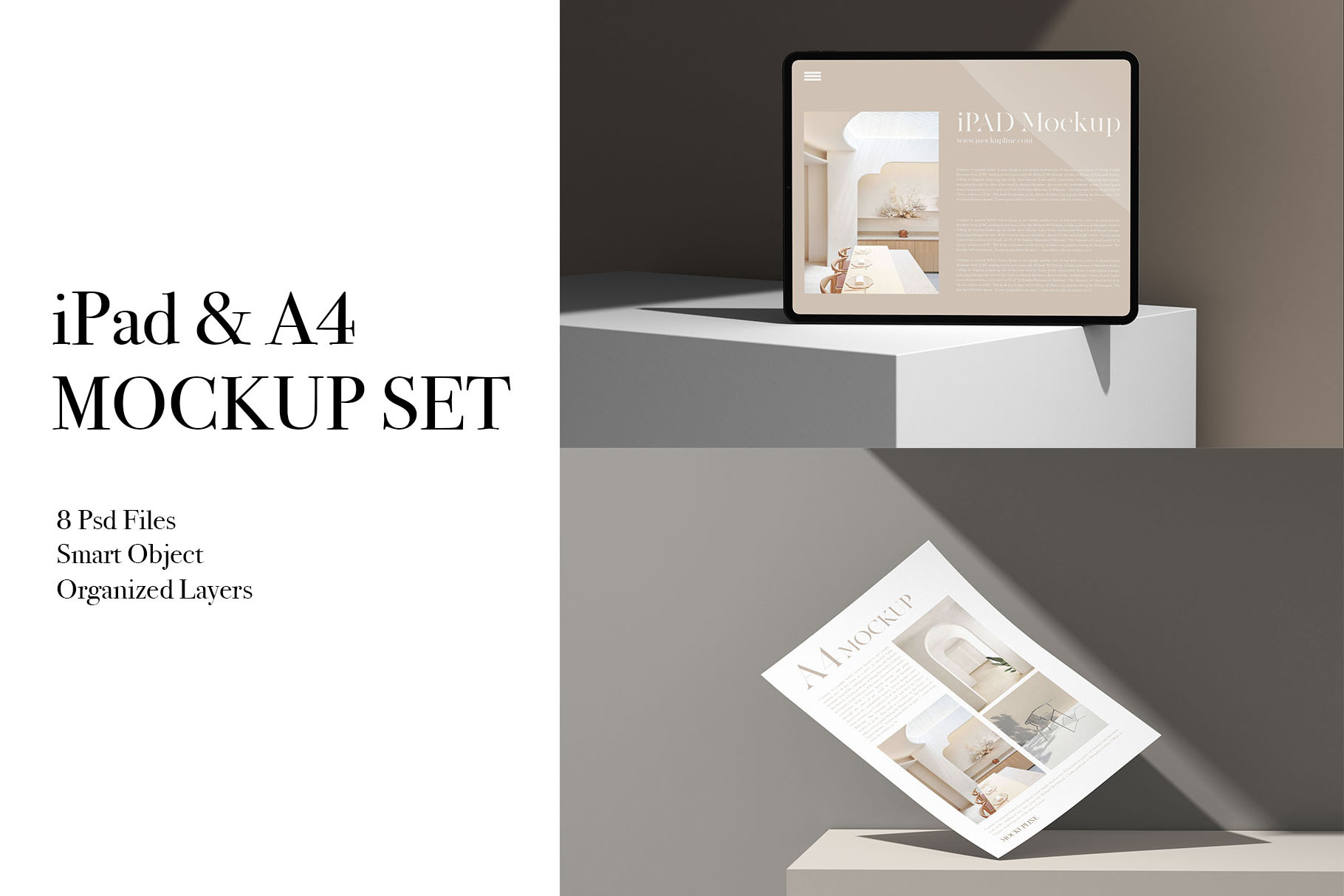 iPad & A4 Mockup Bundle Set
