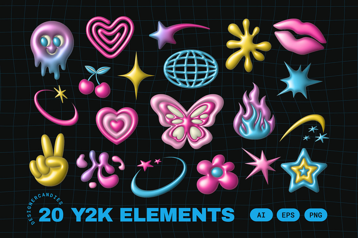 Y2K Elements Set, an Object Graphic by DesignerCandies | Creative Market