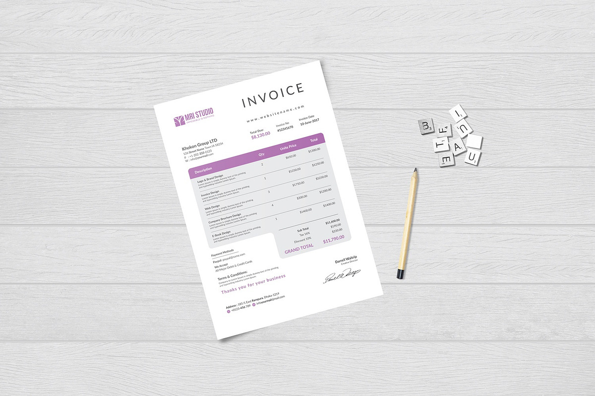 Invoice, a Stationery Template by MRI STUDIO