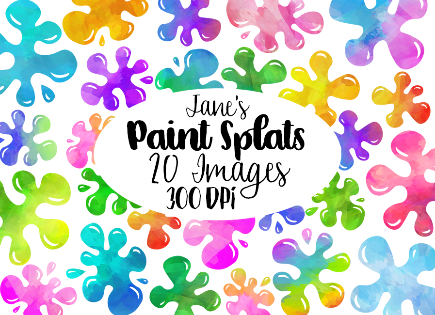 Watercolor Paint Splats Clipart, an Education Illustration by DigitalArtsi