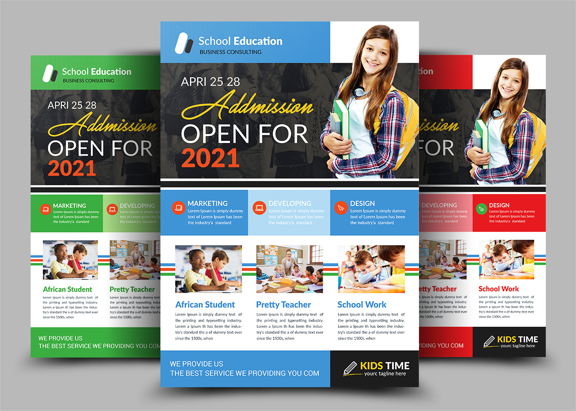 School Education Flyer Templates, a Flyer Template by AfzaalGraphics