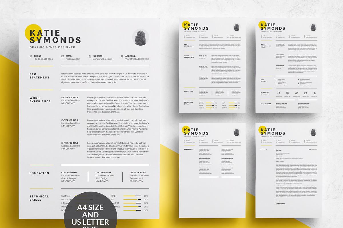 4 Pages Clean Resume Template/CV, a Resume Template by TemplatesForest