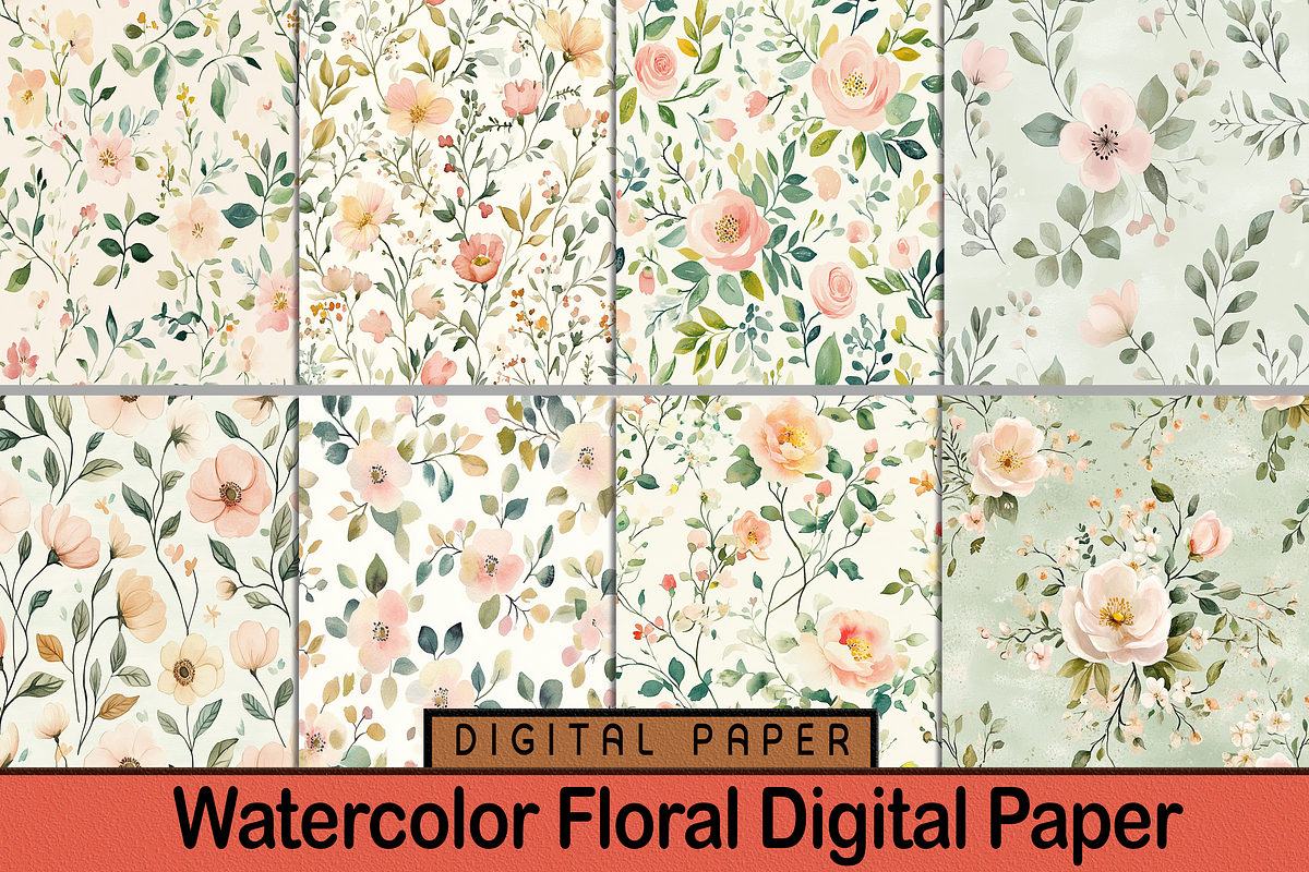 Watercolor Floral Digital Paper